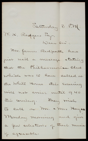 H. L. Fisk to W. K. Rogers, undated [October 1877] - Digital Commonwealth