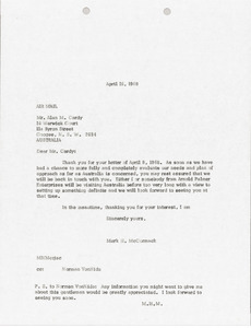 Letter from Mark H. McCormack to Alan M. Cardy - Digital Commonwealth