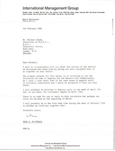 Letter from Mark H. McCormack to Michael Grade - Digital Commonwealth