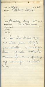 Tewksbury Almshouse Intake Record: Carty, Stephen - Digital Commonwealth