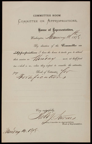 [Robert] J. Stevens to Thomas Lincoln Casey, January 11, 1878 - Digital ...
