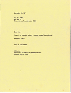 Letter from Mark H. McCormack to Doc Giffin - Digital Commonwealth