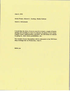 Memorandum from Mark H. McCormack to Barry Frank, Edward J. Keating ...