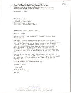 Letter from Mark H. McCormack to Karl L. Koss - Digital Commonwealth