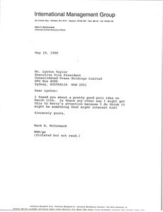 Letter from Mark H. McCormack to Lynton Taylor - Digital Commonwealth
