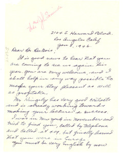 Letter from Vada Somerville to W. E. B. Du Bois - Digital Commonwealth