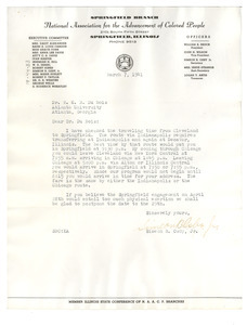 Letter from NAACP Springfield branch to W. E. B. Du Bois - Digital ...
