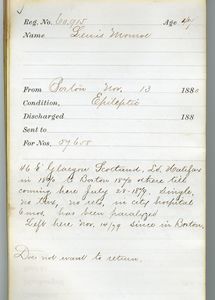 Tewksbury Almshouse Intake Record: Munroe, Lewis - Digital Commonwealth