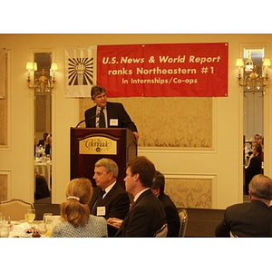 College of Business Administration Dean Ira Weiss speaking at the CEO ...