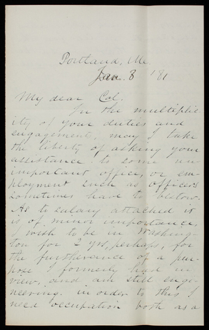John Edwards, Jr. to Thomas Lincoln Casey, January 8, 1881 - Digital ...