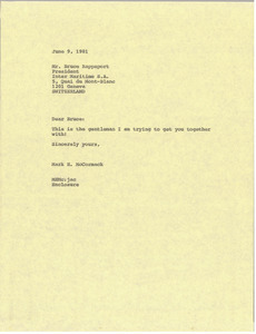 Letter from Mark H. McCormack to Bruce Rappaport - Digital Commonwealth
