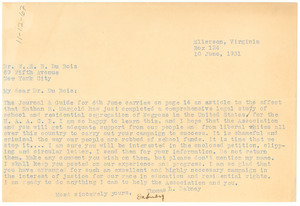 Letter from Thomas L. Dabney to W. E. B. Du Bois - Digital Commonwealth