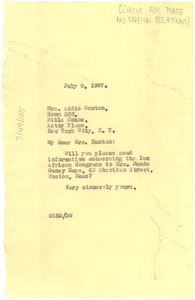 Letter from W. E. B. Du Bois to Addie W. Hunton - Digital Commonwealth