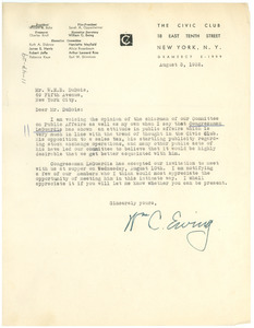 Letter from The Civic Club to W. E. B. Du Bois - Digital Commonwealth