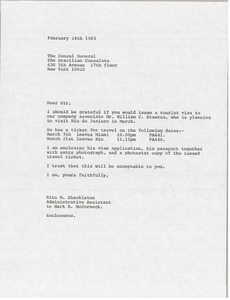 Letter from Rita M. Shackleton to Consul General - Digital Commonwealth