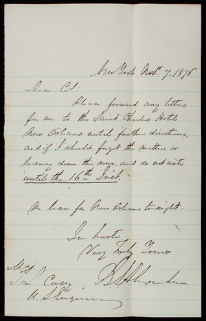 General [Barton S.] Alexander to Thomas Lincoln Casey, November 7, 1876 ...