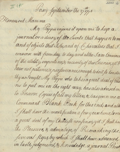 Letter from John Quincy Adams to Abigail Adams, 27 September 1778 ...