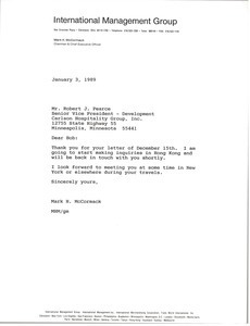 Letter from Mark H. McCormack to Robert J. Pearce - Digital Commonwealth
