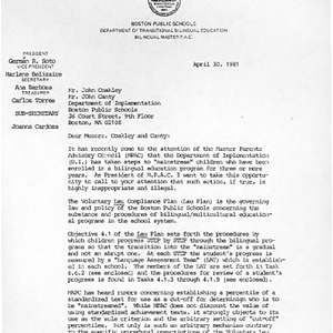 Letter from Germán Soto to John Coakley and John Canty regarding the ...