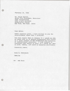 Letter from Mark H. McCormack to Kelso Sutton - Digital Commonwealth