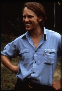 Sam Lovejoy: half-length informal portrait, Montague Farm Commune ...