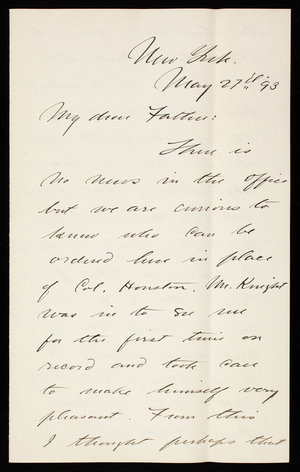 Thomas Lincoln Casey, Jr. to Thomas Lincoln Casey, May 27, 1893 ...