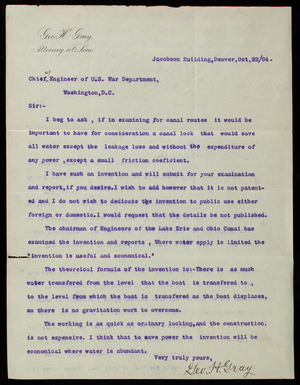 [George] H. Gray to Thomas Lincoln Casey, October 22, 1894 - Digital ...