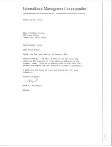 Letter from Mark H. McCormack to Patricia Perry - Digital Commonwealth