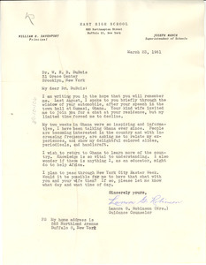 Letter from Lenora G. Robinson to W. E. B. Du Bois - Digital Commonwealth