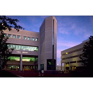 Exterior of Snell Library at sunset - Digital Commonwealth