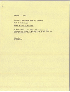 Memorandum from Mark H. McCormack to Robert D. Kain and Peter C ...