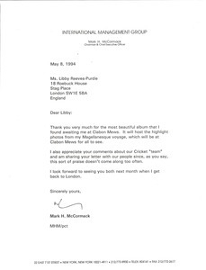 Letter from Mark H. McCormack to Libby Reeves-Purdie - Digital Commonwealth