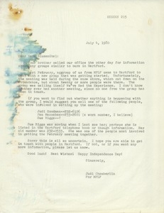 Letter from Judi Chamberlin to Hank Blumenthal - Digital Commonwealth