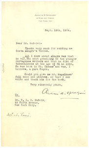 Letter from Arthur B. Spingarn to W. E. B. Du Bois - Digital Commonwealth
