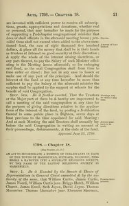 1798 Chap. 0018 An Act To Incorporate A Number Of Inhabitants In Each ...