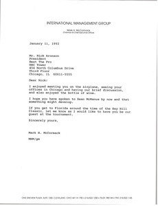 Letter from Mark H. McCormack to Nick Aronson - Digital Commonwealth