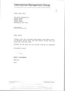Letter from Mark H. McCormack to Barry Weatherill - Digital Commonwealth