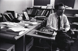 Noam Chomsky in his office at MIT - Digital Commonwealth