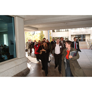 NU Today Cancer Research Panel guests outside Snell Library - Digital ...