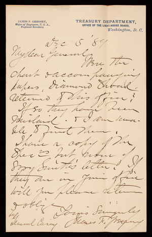 James F. Gregory to Thomas Lincoln Casey, December 5, 1889 - Digital ...