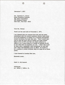 Letter from Mark H. McCormack to Lawrence D. Mazur - Digital Commonwealth