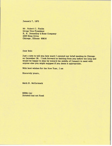 Letter from Mark H. McCormack to Robert C. Fields - Digital Commonwealth