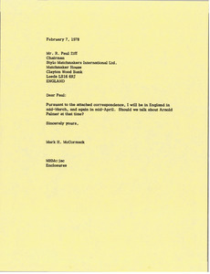 Letter from Mark H. McCormack to R. Paul Ziff - Digital Commonwealth