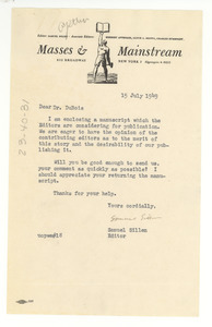 Letter from Masses and Mainstream to W. E. B. Du Bois - Digital ...