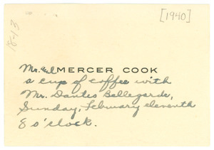 Business card of Mercer Cook - Digital Commonwealth