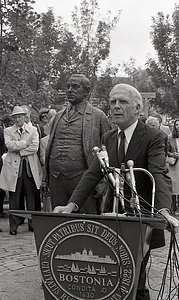Mayor Kevin H. White speaking at dedication ceremony for the Mayor ...