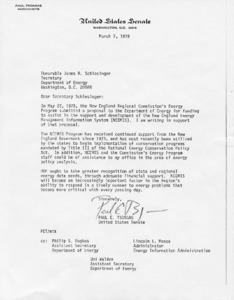 Letter to James R. Schlesinger regarding the New England Regional ...