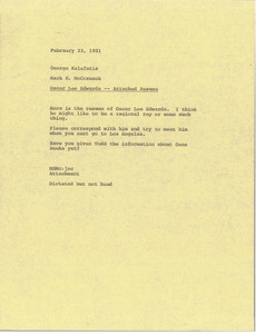 Memorandum from Mark H. McCormack to George Kalafatis - Digital ...