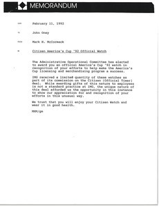 Memorandum from Mark H. McCormack to John Oney - Digital Commonwealth
