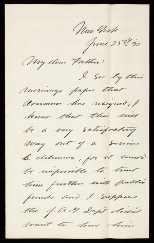 Thomas Lincoln Casey, Jr. to Thomas Lincoln Casey, June 25, 1892 ...